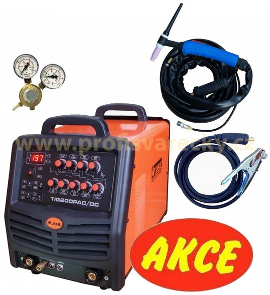 SET 1 Jasic TIG 200P AC/DC E + hořák TIG + zem. kabel + red. ventil ... SET 1 Jasic TIG 200P AC/DC E + hořák TIG + zem. kabel + red. ventil ...